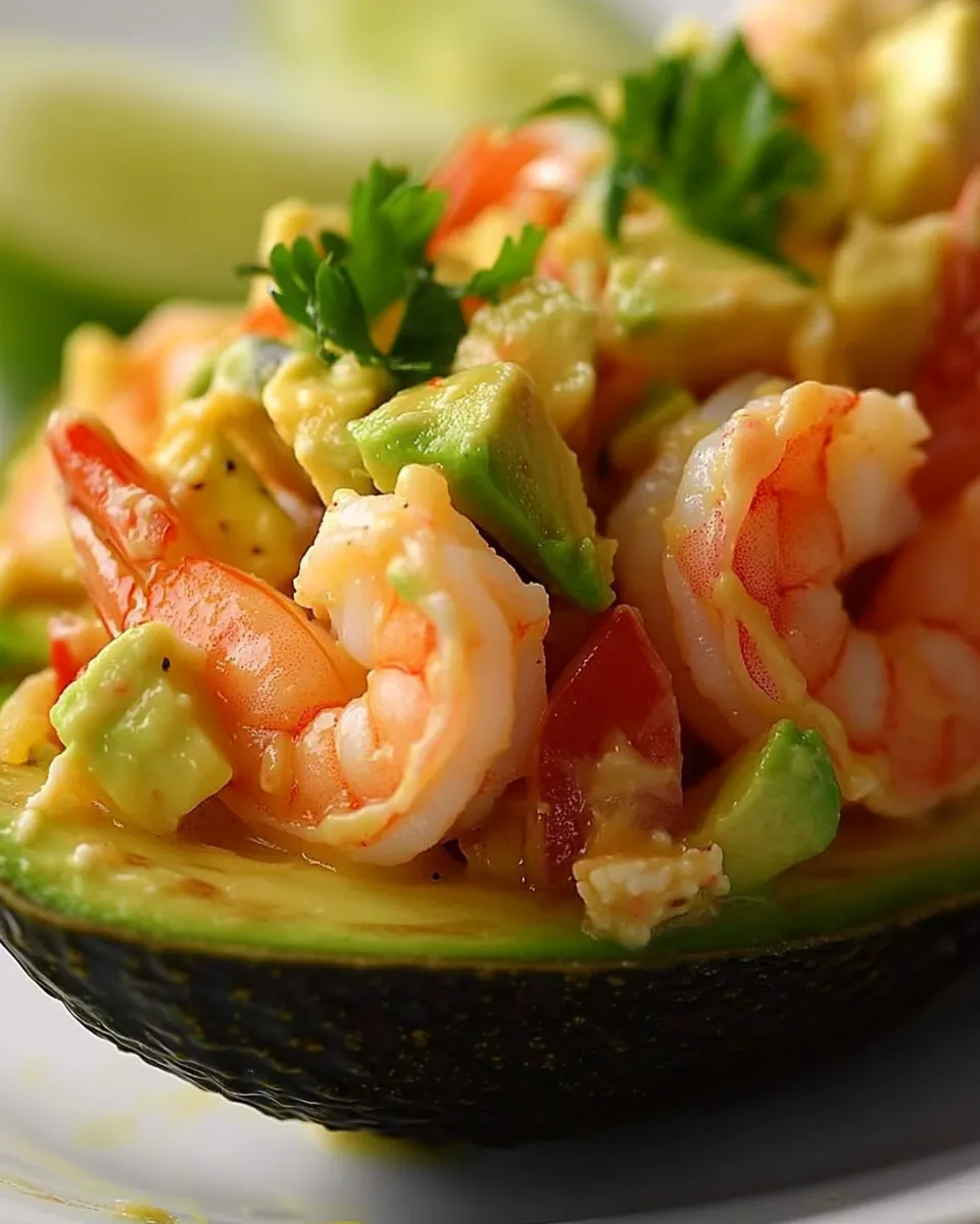 Grilled Shrimp Salad in an Avocado Shell - ForkandPan