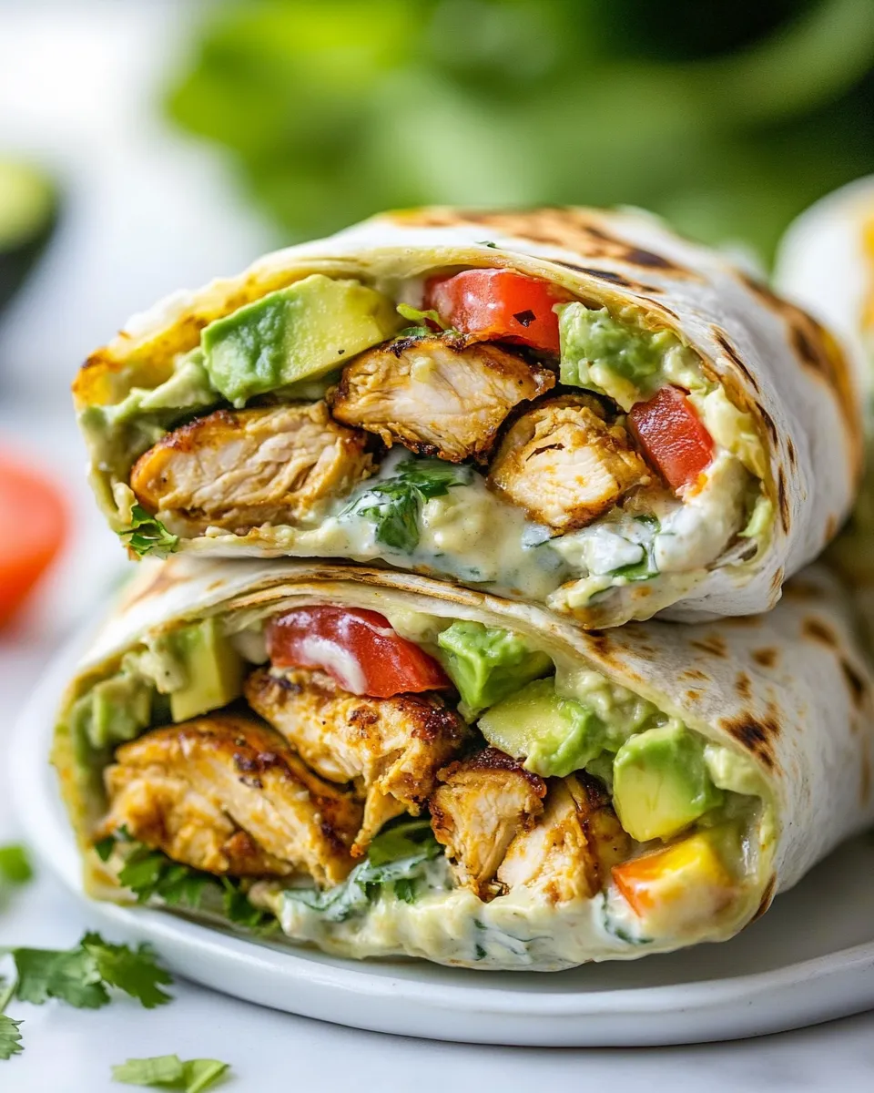 Avocado Ranch Chicken Burrito Wraps - ForkandPan