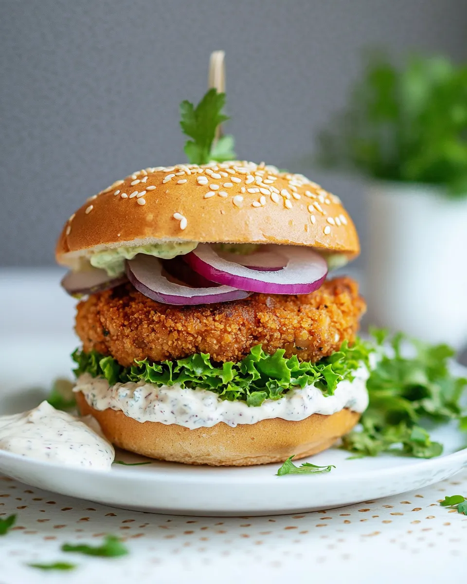 Buffalo Ranch Chickpea Burger - ForkandPan