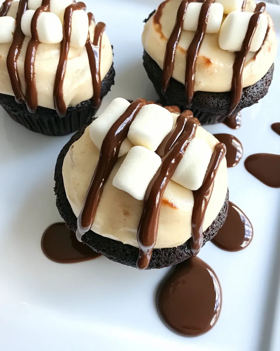 Fugdy Brownie Stuffed Banana Cupcakes with Toasted Marshmallow Frosting ...
