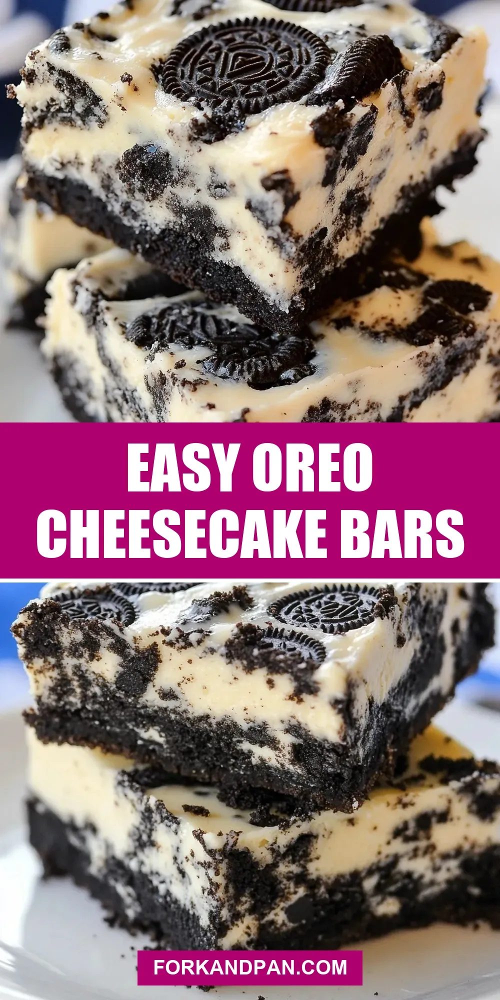 Easy Oreo Cheesecake Bars - ForkandPan