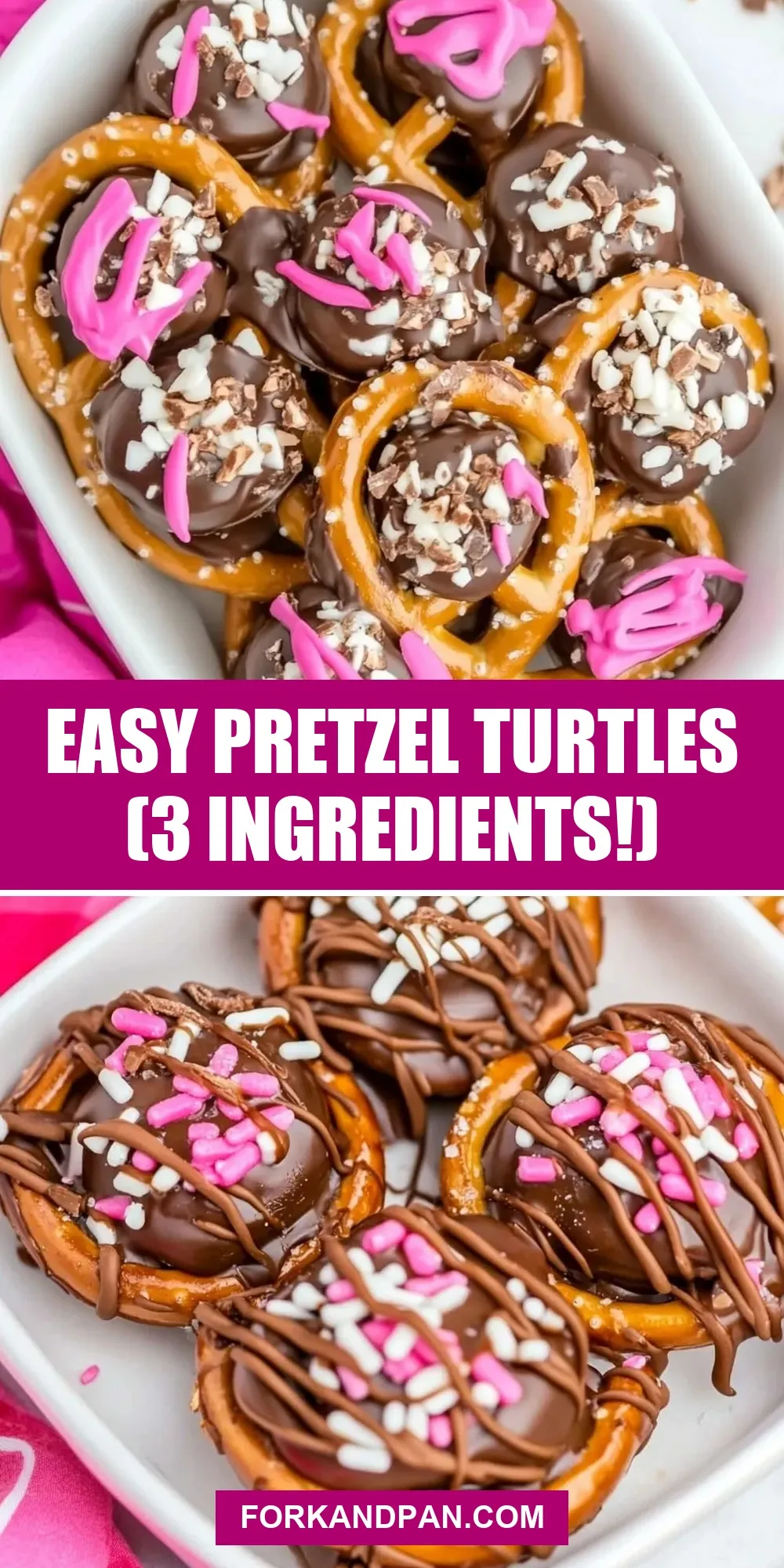 Easy Pretzel Turtles (3 Ingredients!) - ForkandPan