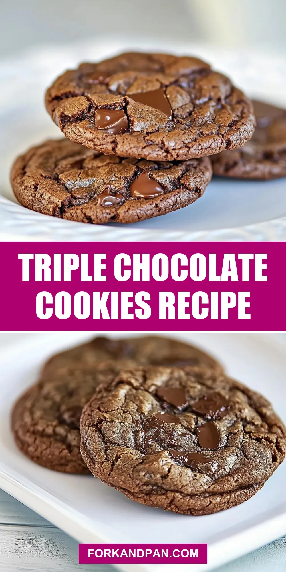 Triple Chocolate Cookies Recipe - ForkandPan