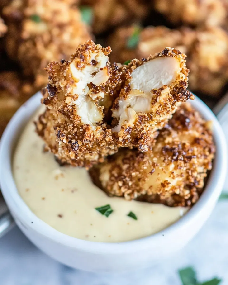 Almond-Crusted Chicken Bites with Honey-Mustard Dip - ForkandPan