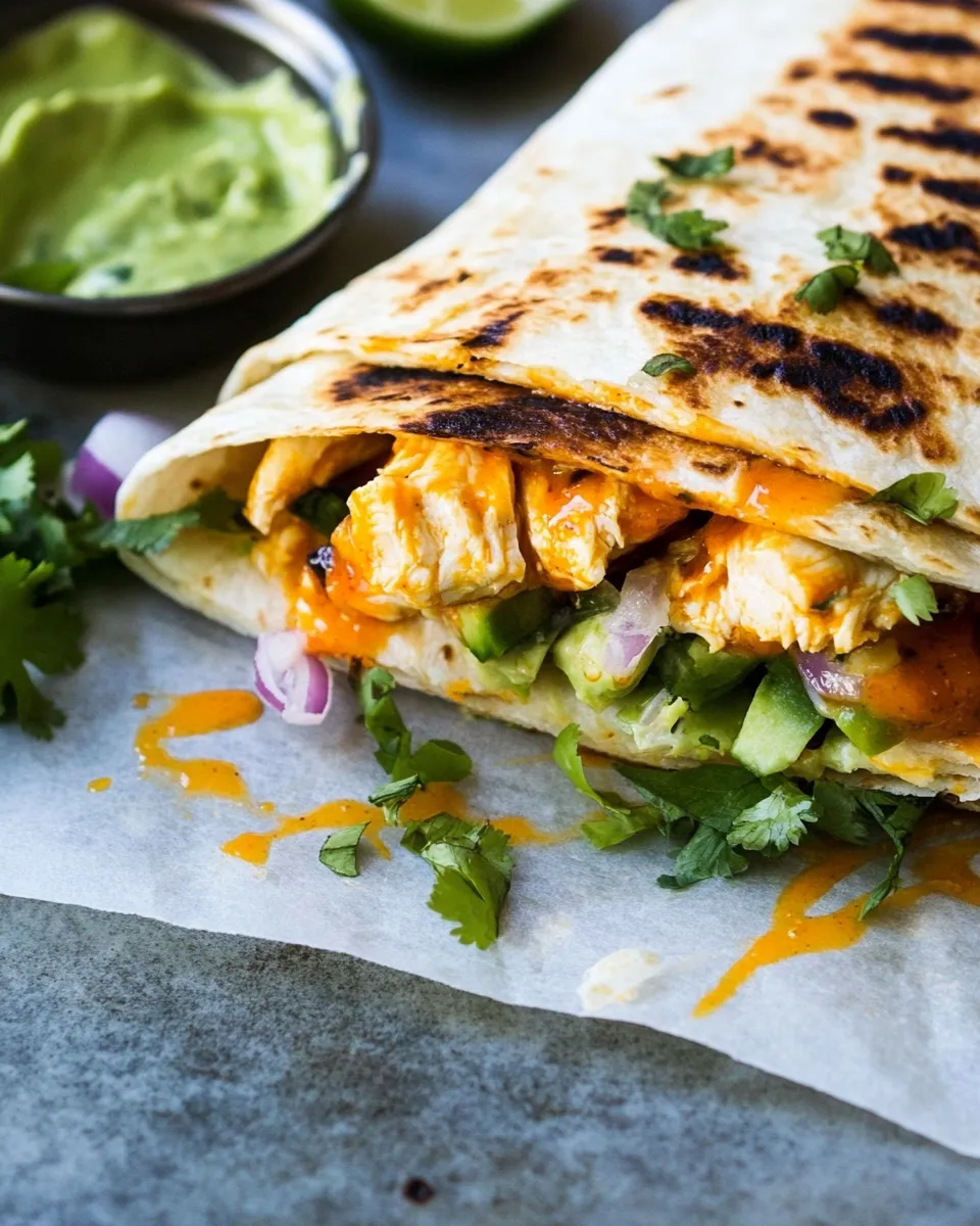 Folded Crispy Buffalo Chicken Wraps. - ForkandPan