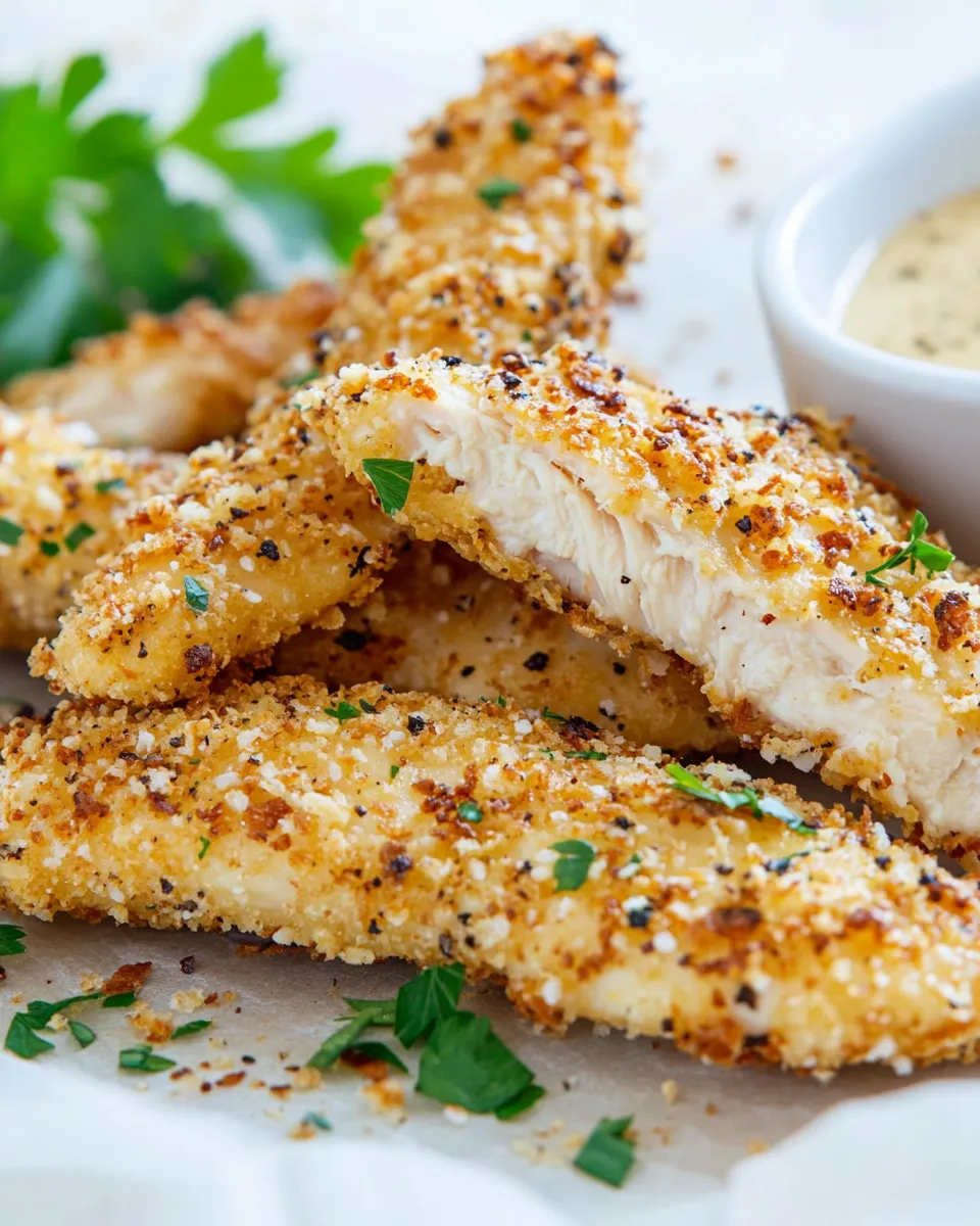Oven Baked Crispy Pretzel Coated Chicken Fingers - ForkandPan