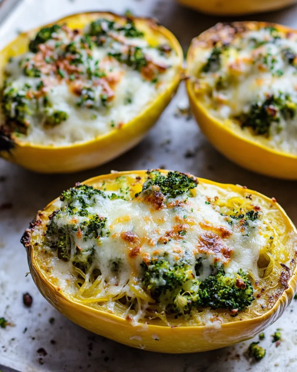 Broccoli Cheddar Stuffed Spaghetti Squash. - ForkandPan