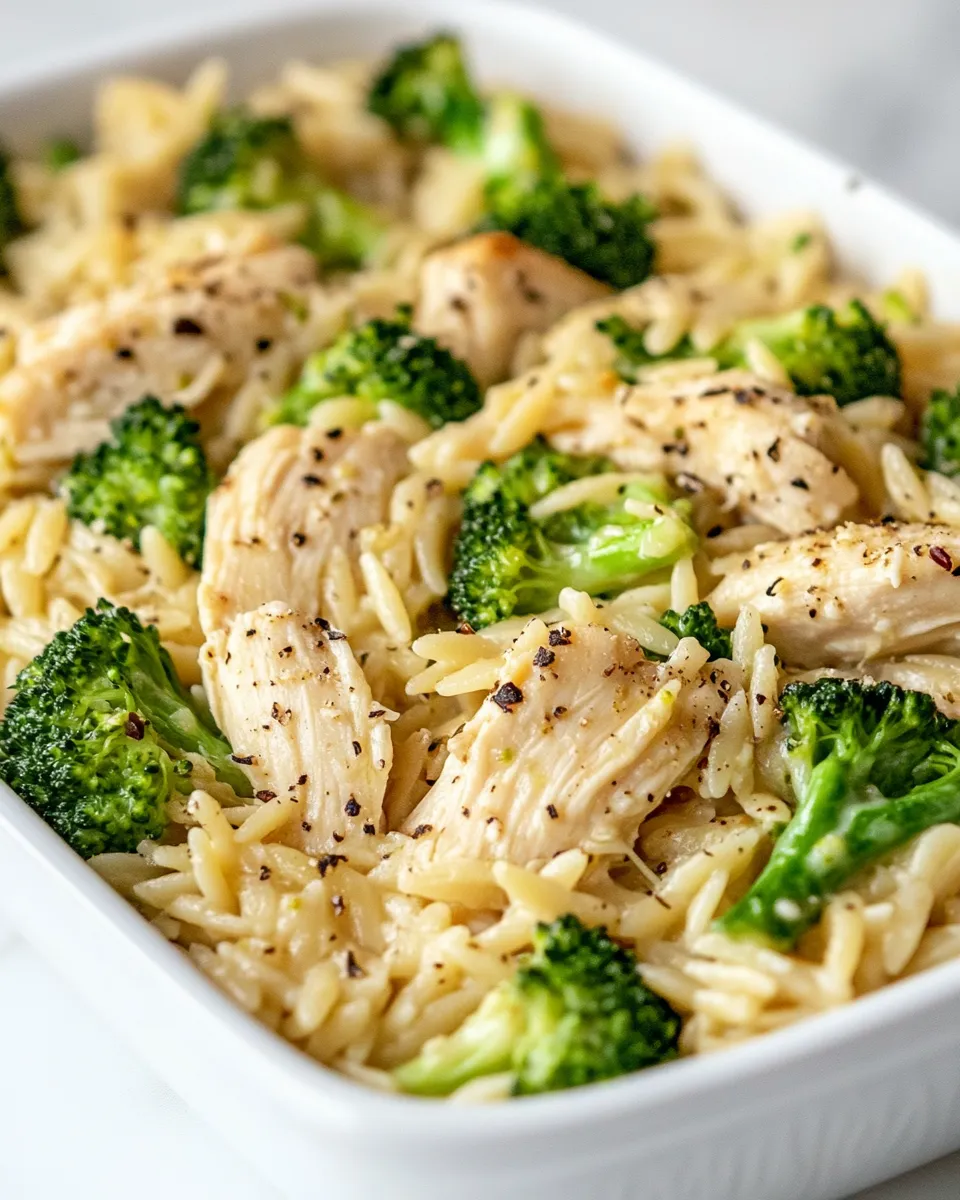 Chicken and Broccoli Orzo - ForkandPan