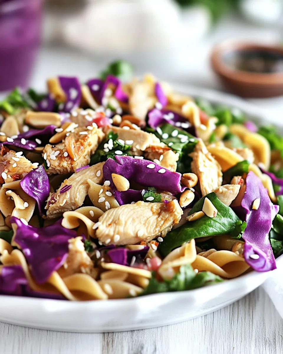 Chinese Chicken Pasta Salad with Sesame Dressing - ForkandPan