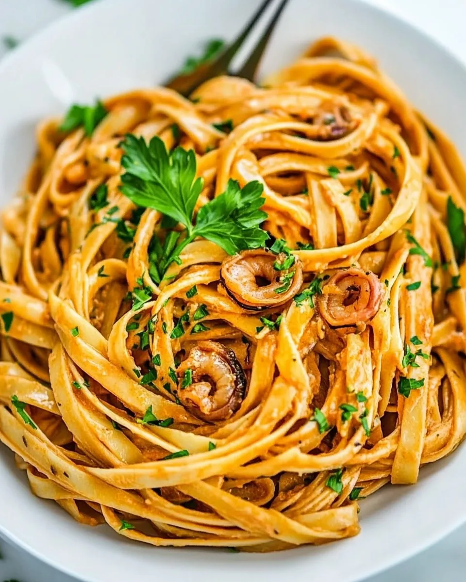 Creamy Calamari Fettuccine - ForkandPan
