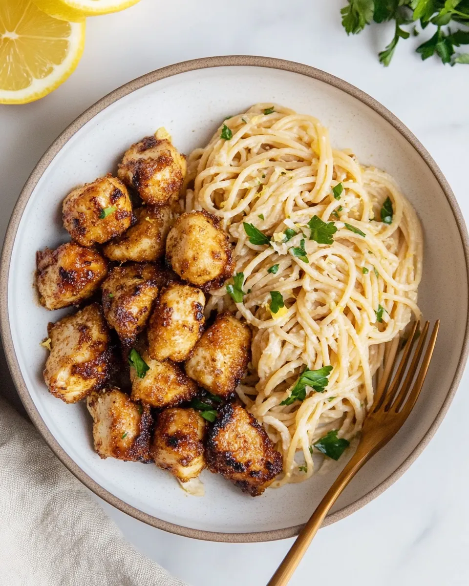 Crispy Lemon Chicken Bites & Spaghetti. - ForkandPan