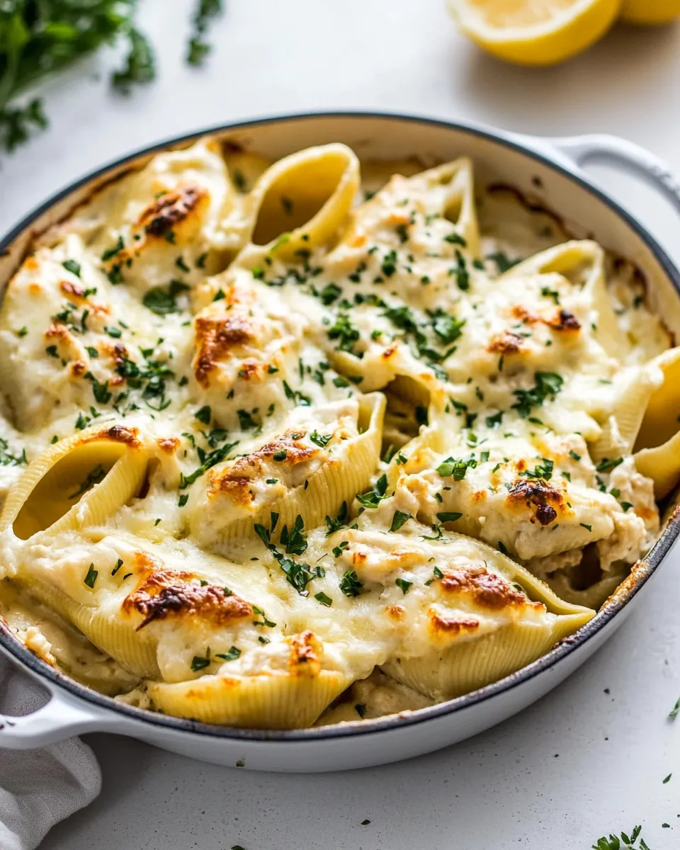 Lemon Chicken Stuffed Shells Recipe - ForkandPan