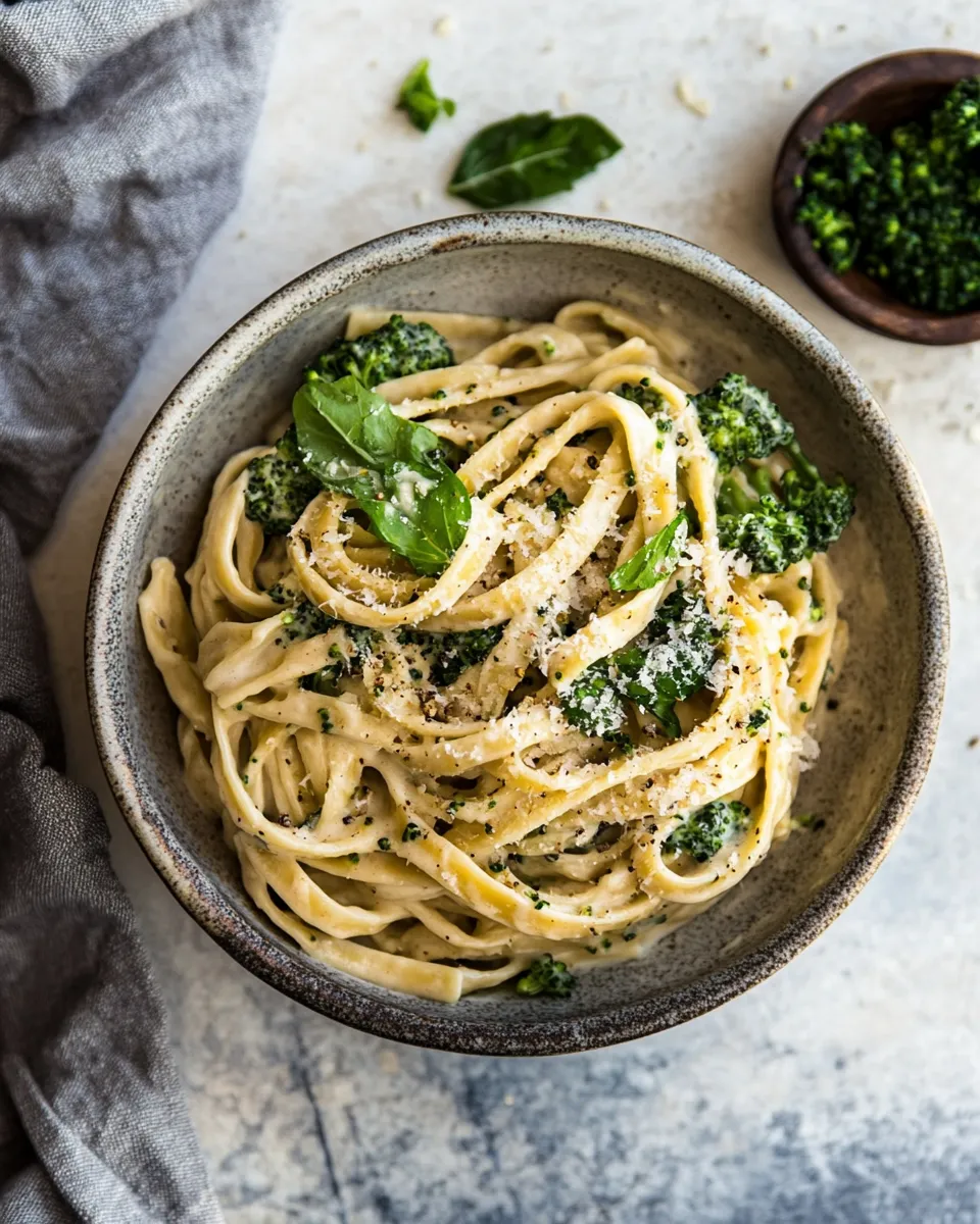 No-Guilt Broccoli Fettuccine Alfredo. - ForkandPan