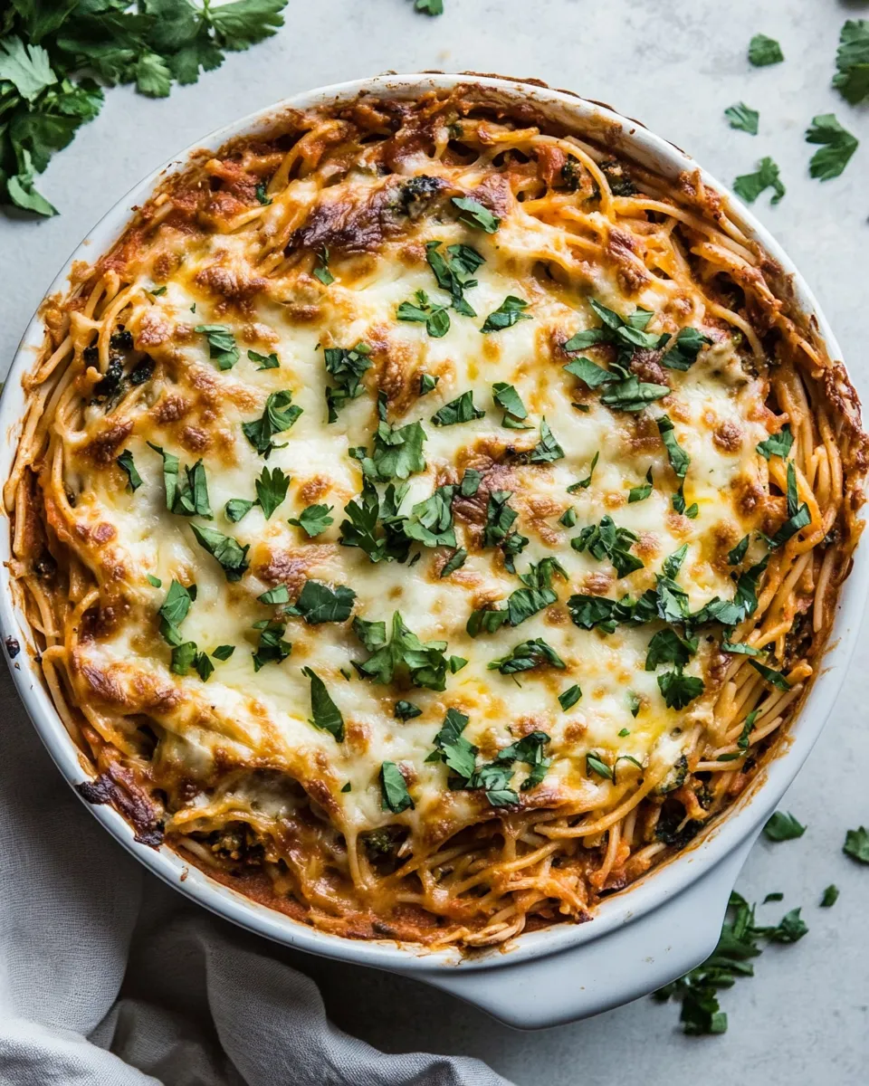 One-Pan Cheesy Spaghetti Pie. - ForkandPan