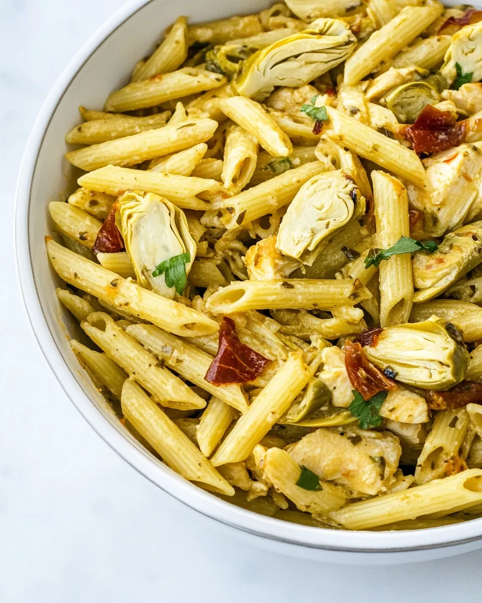One-Pot Chicken Artichoke Penne - ForkandPan