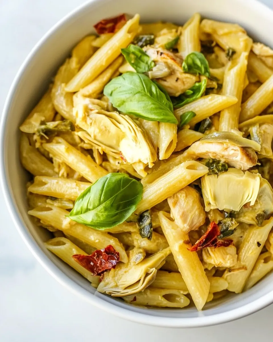 One-Pot Chicken Artichoke Penne - ForkandPan