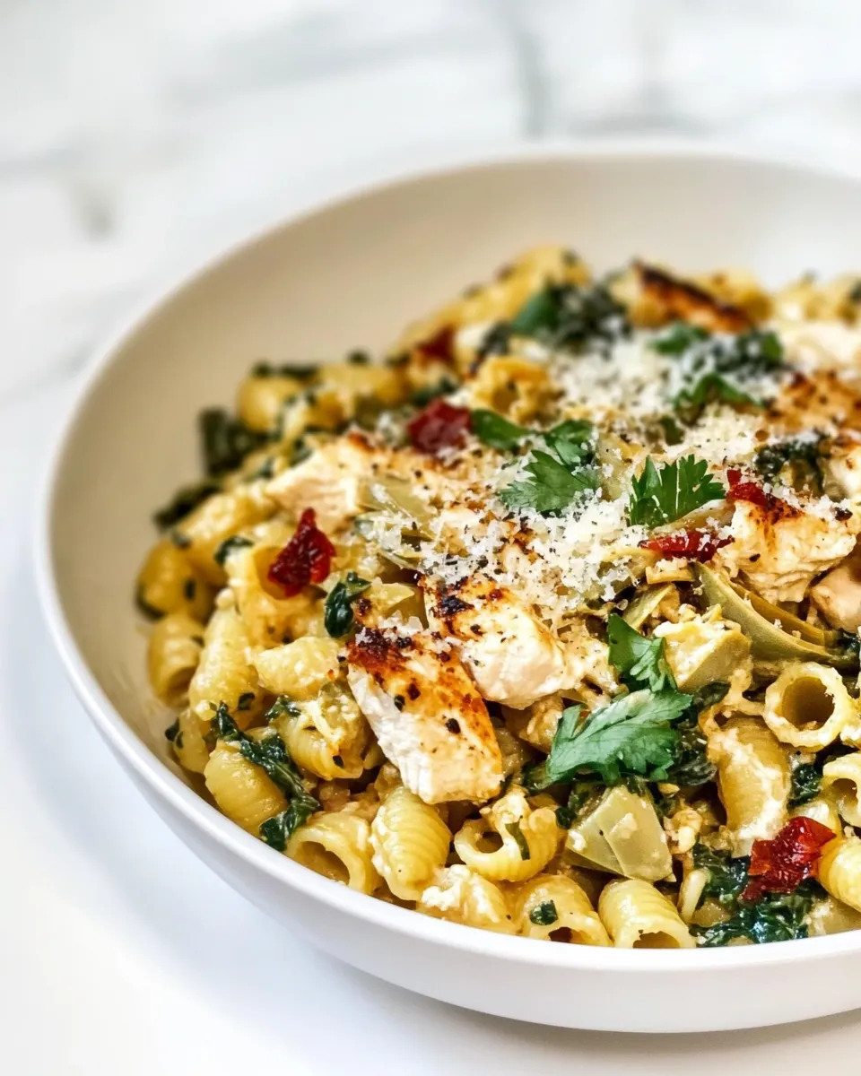 One-Pot Chicken and Artichoke Cavatappi - ForkandPan