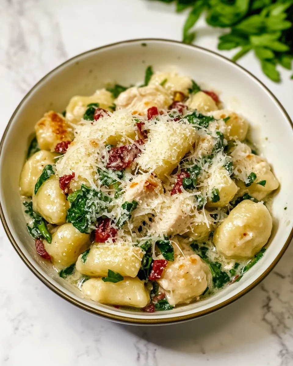 One Pot Chicken Florentine Gnocchi - ForkandPan