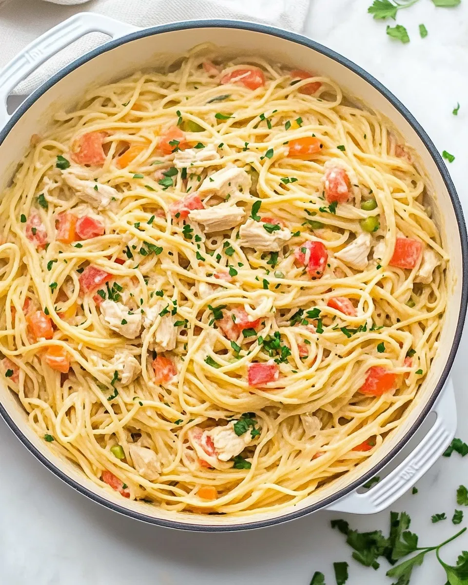 One Pot Chicken Spaghetti - ForkandPan