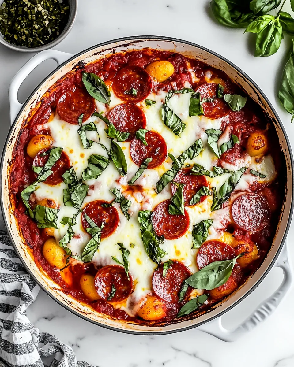Pepperoni Pizza Gnocchi Bake - ForkandPan