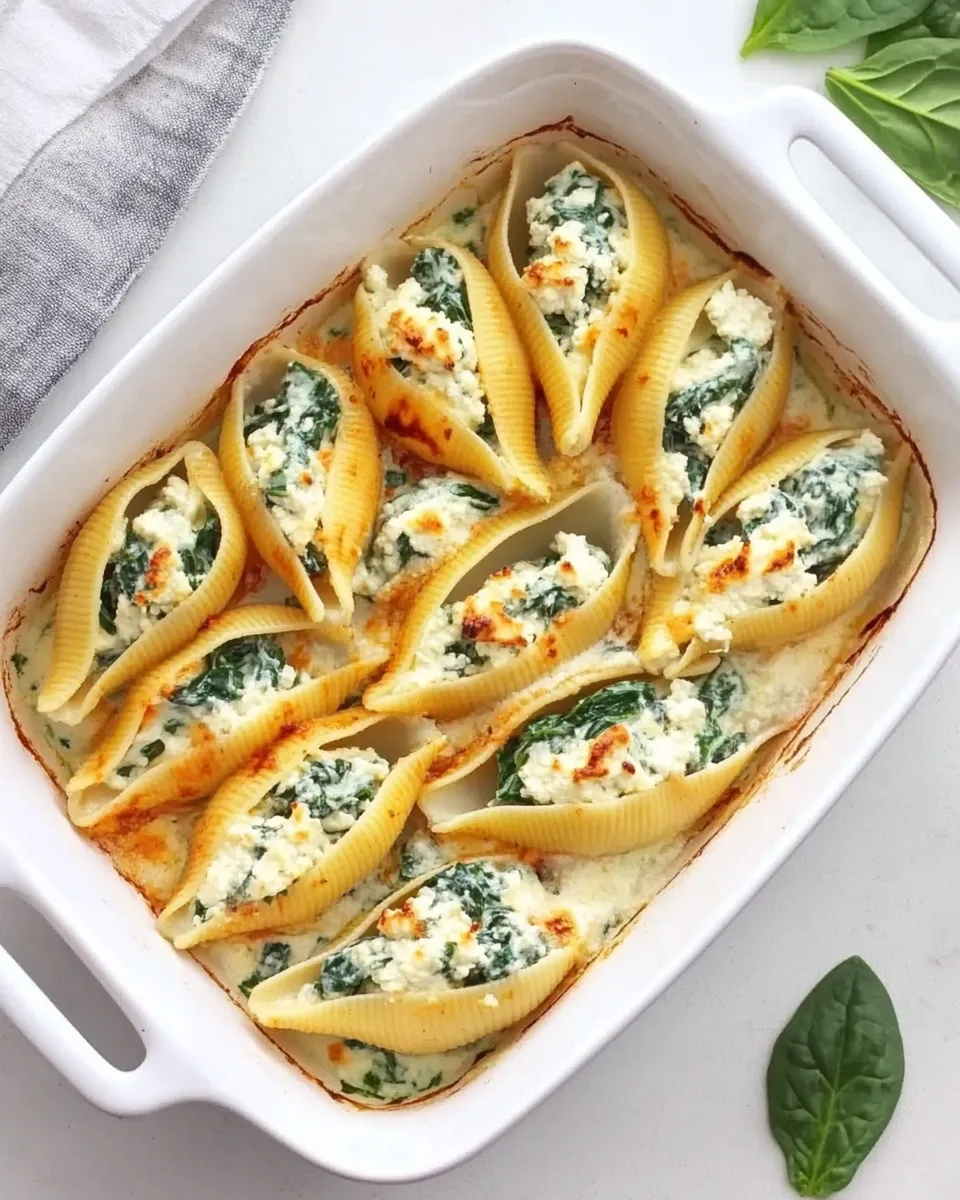 Spinach & Ricotta Stuffed Pasta Shells - ForkandPan