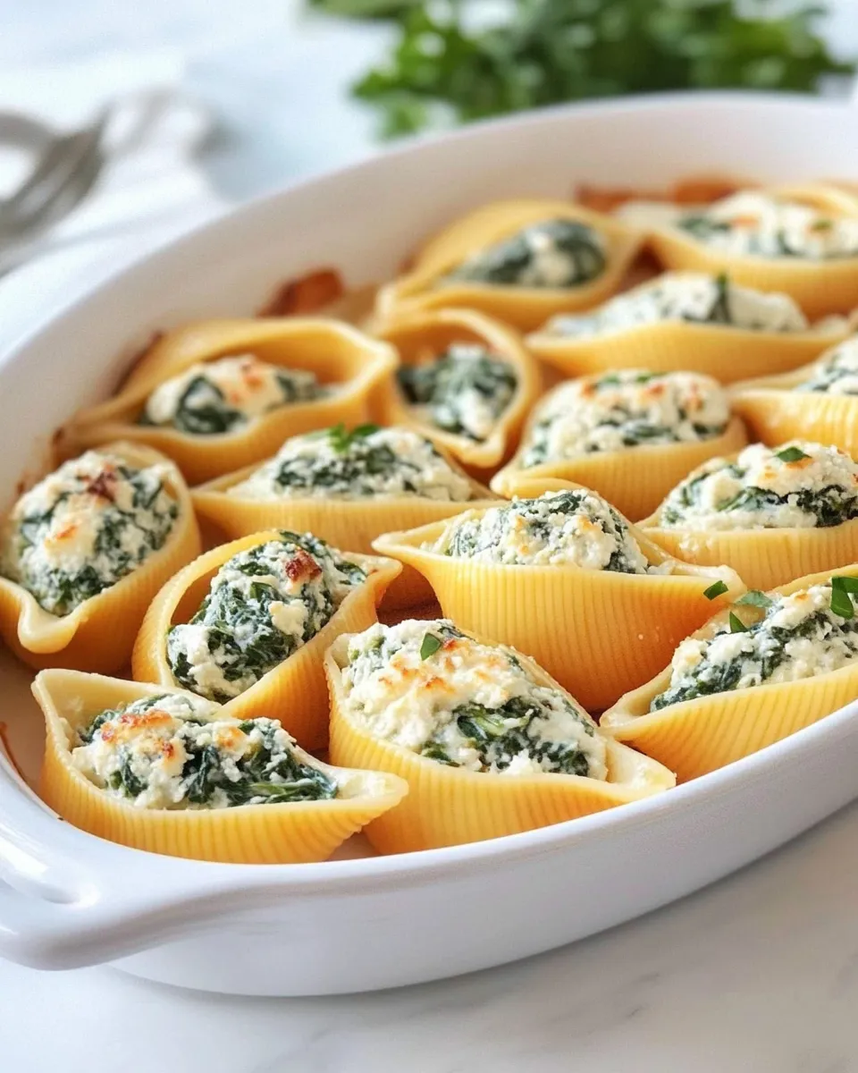 Spinach & Ricotta Stuffed Pasta Shells - ForkandPan