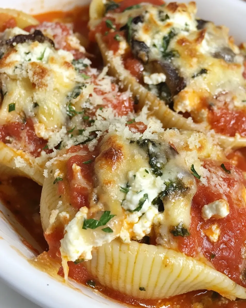 Stuffed Shells with Ricotta, Spinach, and Portobello Mushrooms - ForkandPan